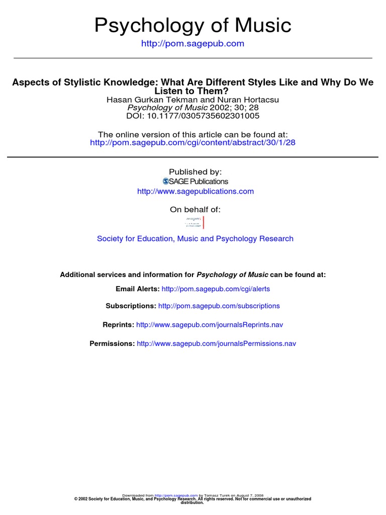 Aspects of Stylistic Knowledge What Are Different Styles Like and Why ...