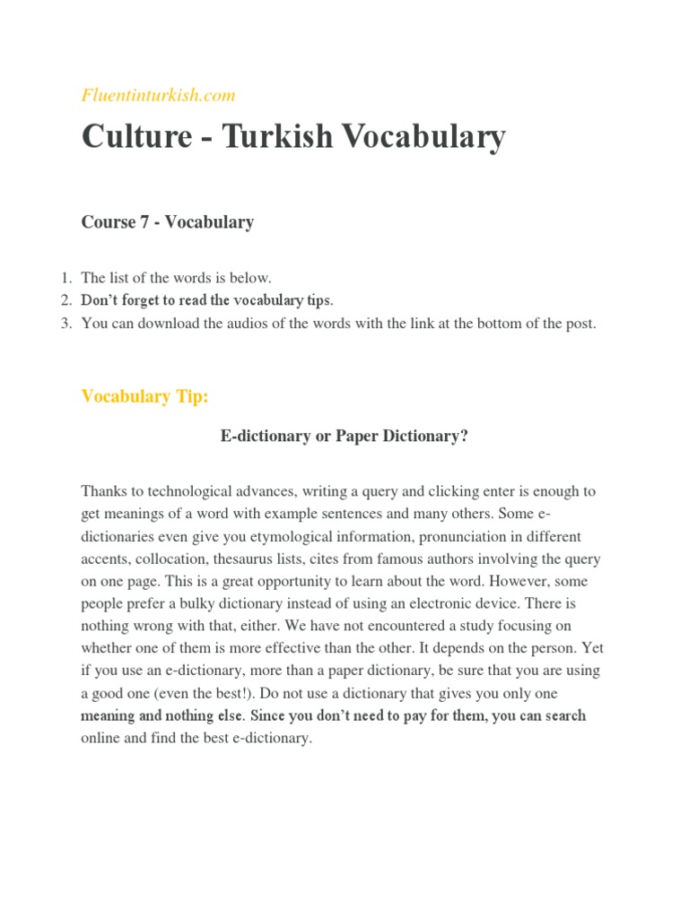 Culture Vocabulary PDF | PDF | Vocabulary | Beverages