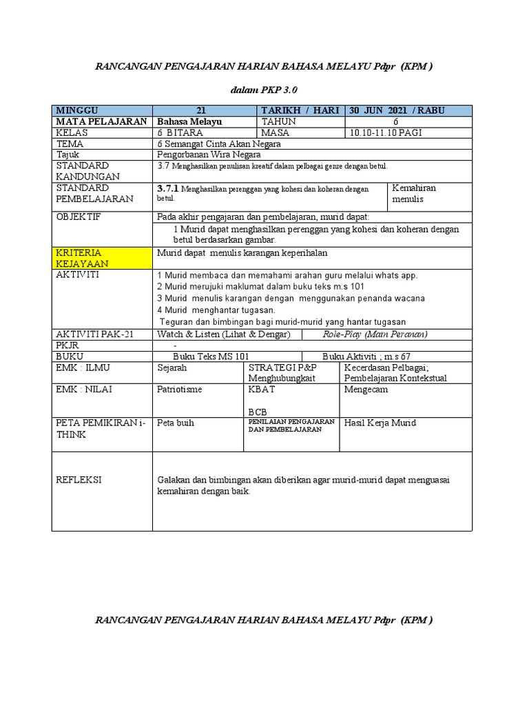 RPH BM 30 Jun 2021 Rabu | PDF