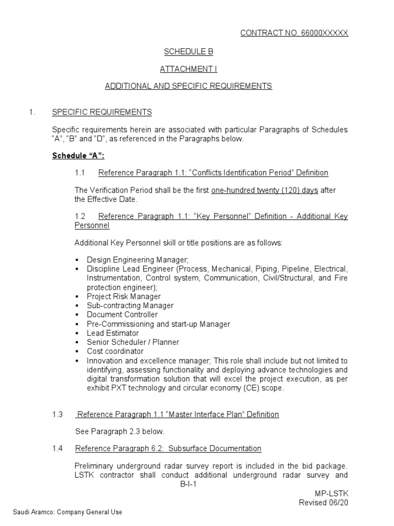 Schedule B - Attachment I ADDITIONAL AND SPECIFIC REQUIREMENTS | PDF ...