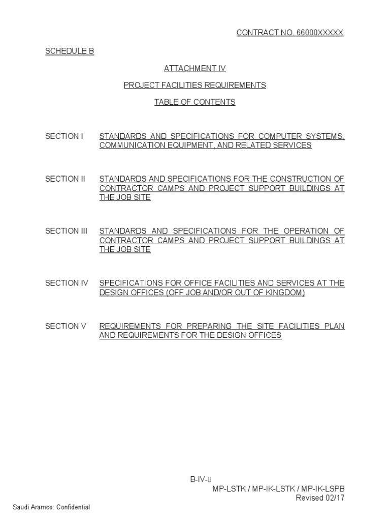 Schedule B - Attachment IV Project Facilities Requirements | PDF ...