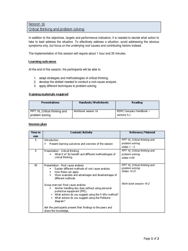 Session 16-Critical Thinking and Problem Solving | PDF | Critical ...