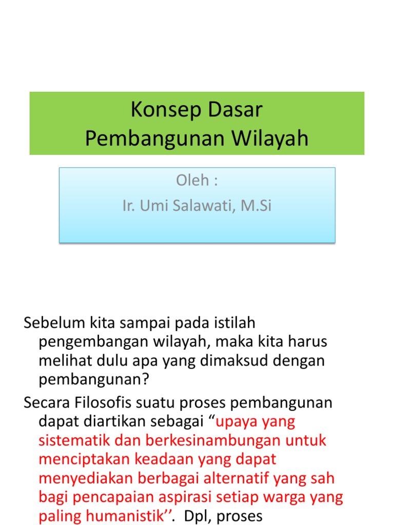 Konsep Dasar Pembangunan Wilayah - 2021 | PDF