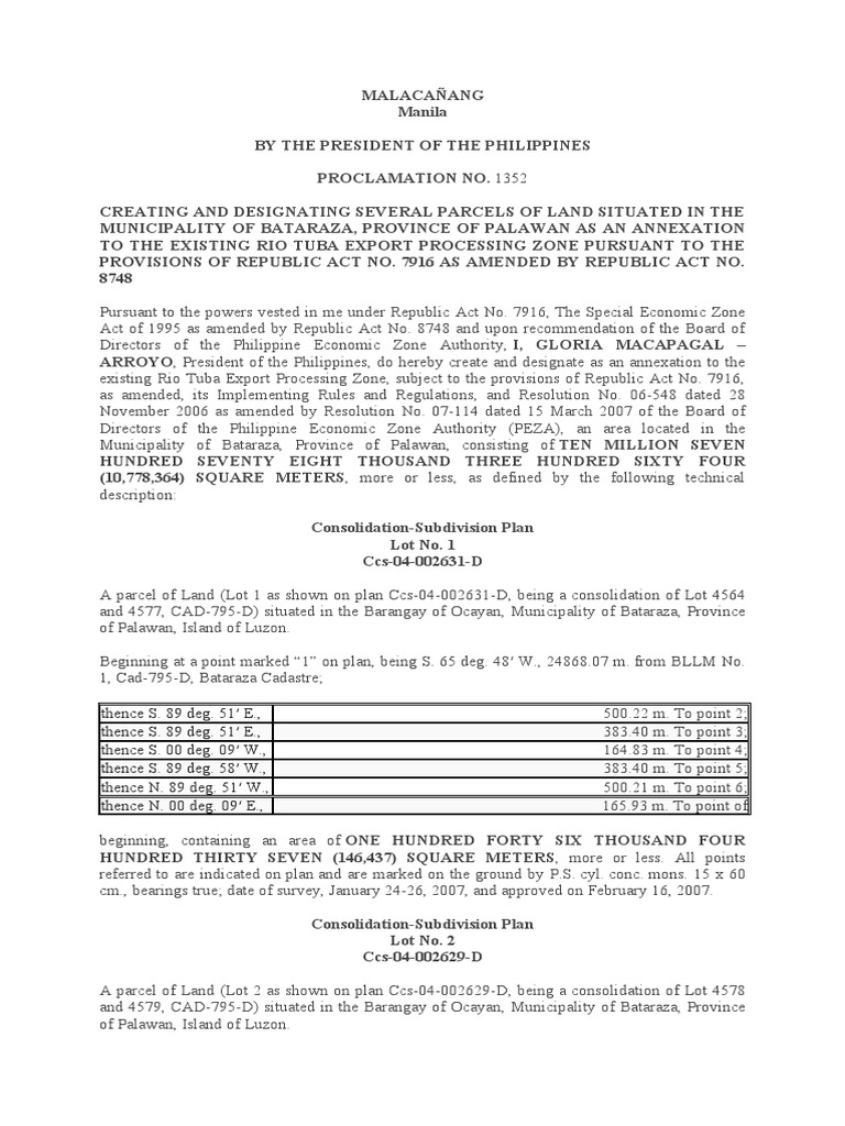 Proclamation 1352 | PDF | Philippines | Government