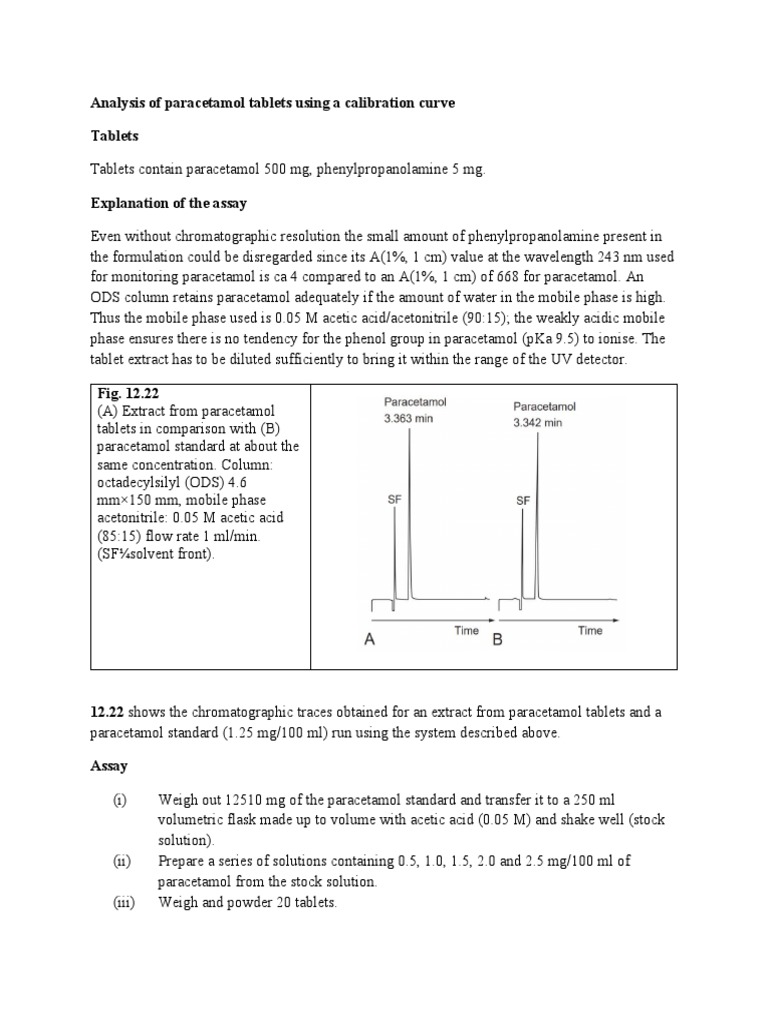 Paracetamol Tablet Assay via HPLC | PDF | Chromatography | High ...