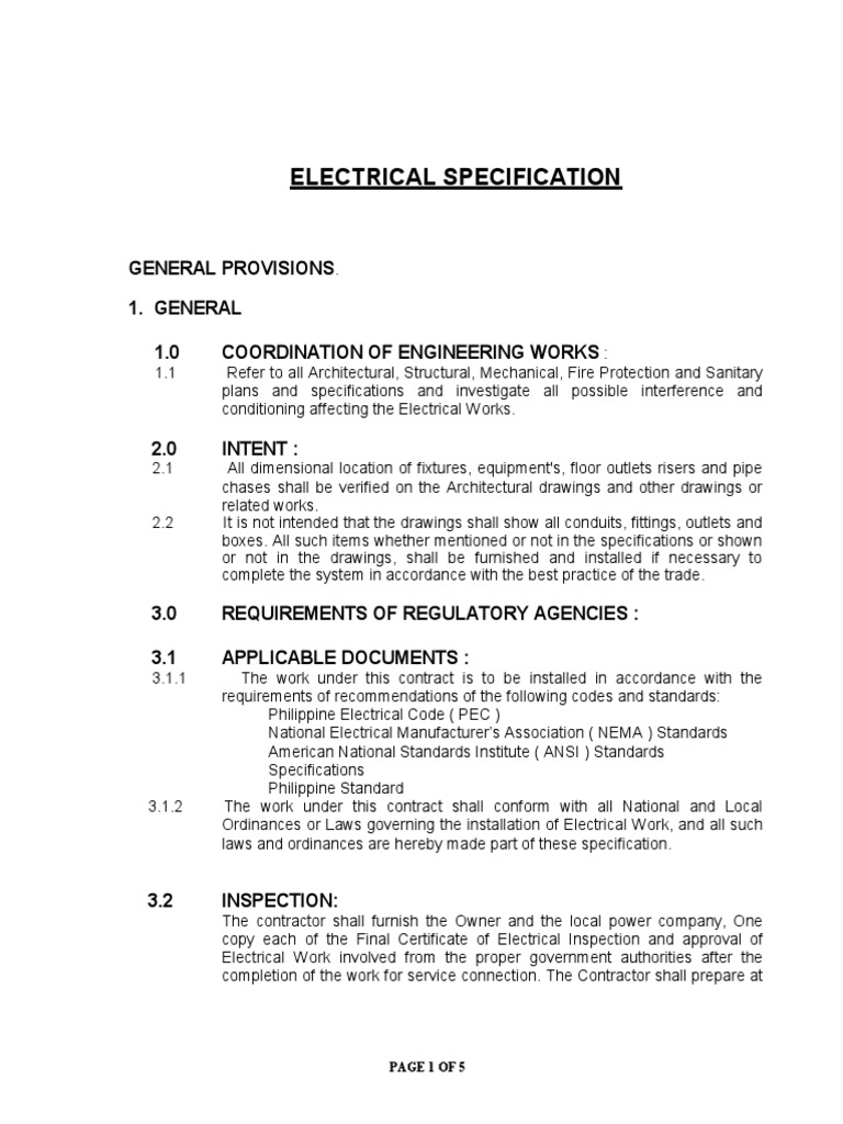 Electrical Specifications - RD | PDF | Electrical Wiring ...