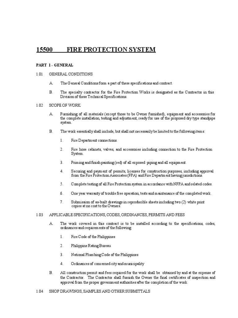 Fire Pro Specifications - RD | PDF | Pipe (Fluid Conveyance) | Building ...