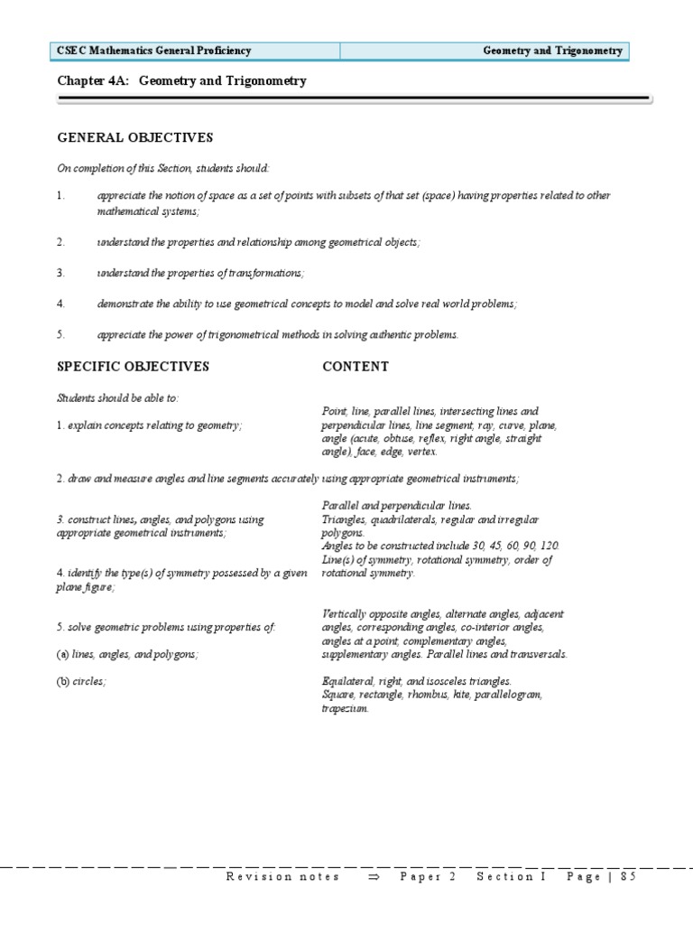 A Geometry I and Trigonometry I | PDF | Rectangle | Line (Geometry)