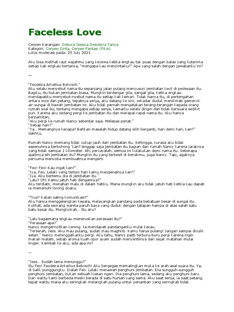 Faceless Love | PDF | Seni | Fiksi Misteri, Thriller, & Kejahatan