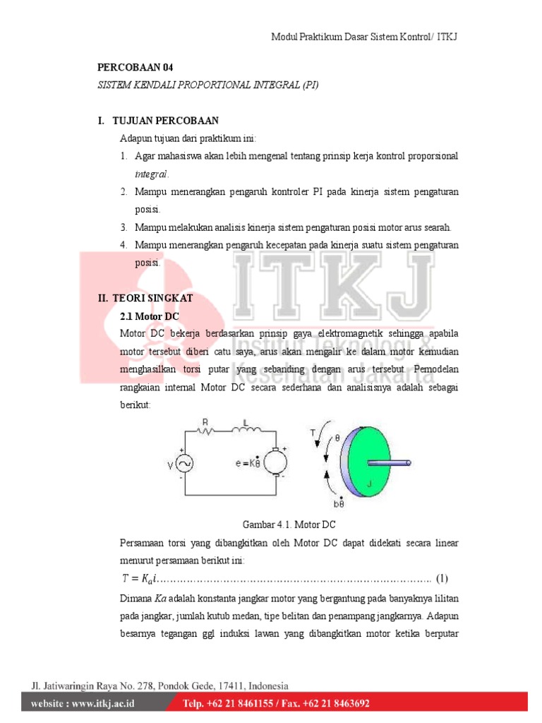 Kontrol Proportional Integral Motor DC | PDF