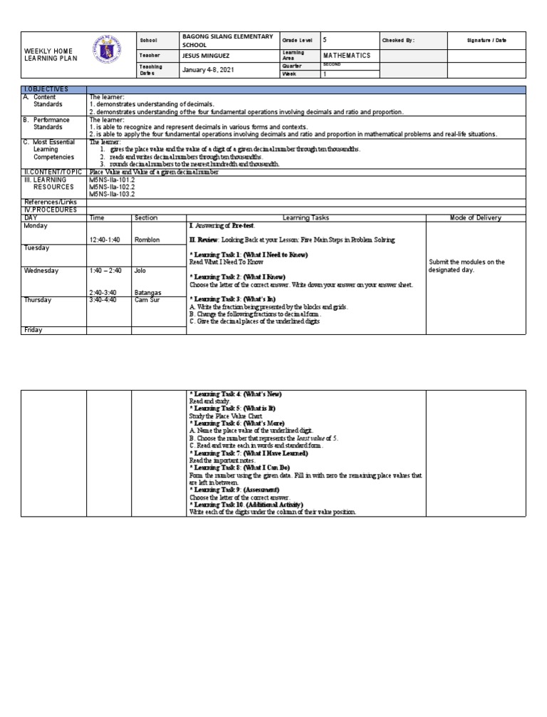 Bagong Silang Elementary School Jesus Minguez | PDF | Numbers ...