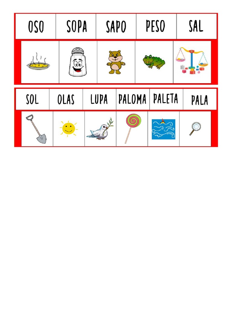 Lectura Palabras Con M P L S - 1º Grado | PDF