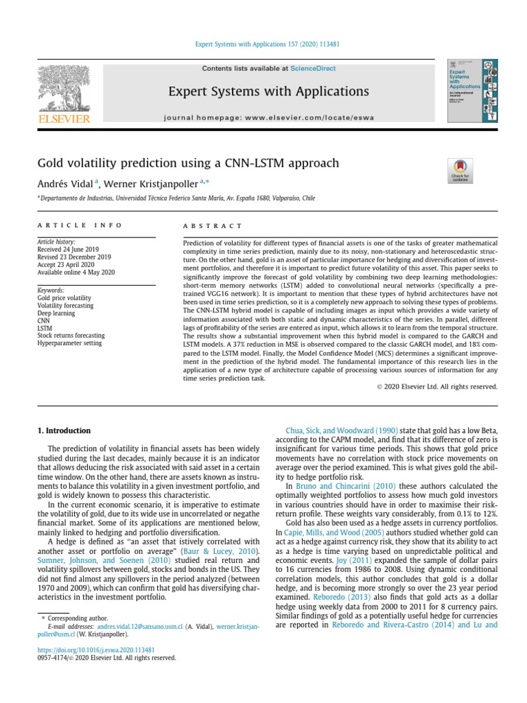 Gold Volatility Prediction Using A CNN-LSTM Approa | PDF | Deep Learning | Mean Squared Error