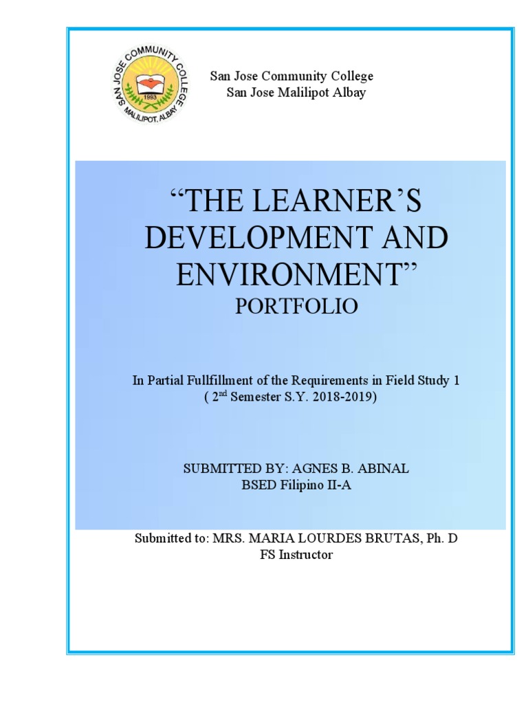 Fs1 Portfolio | PDF | Classroom Management | Learning