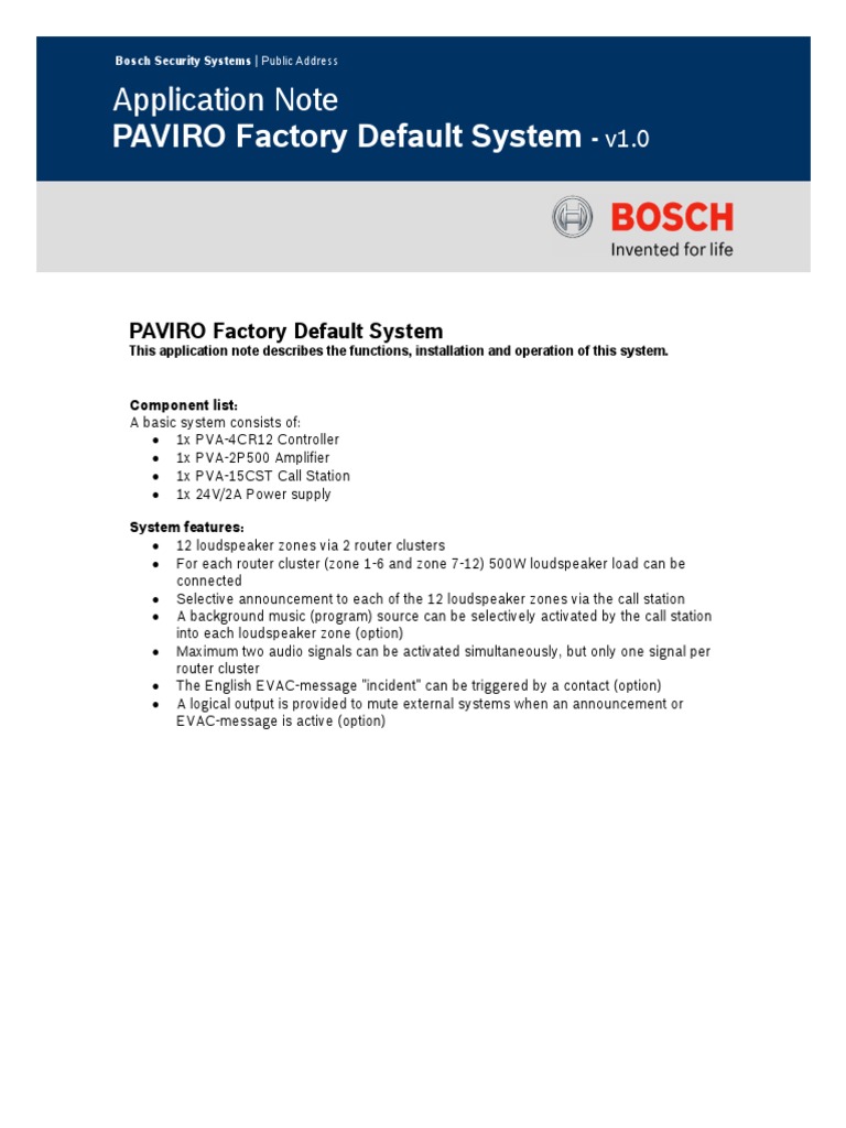 PAVIRO Factory Default System: Application Note | PDF | Menu (Computing ...