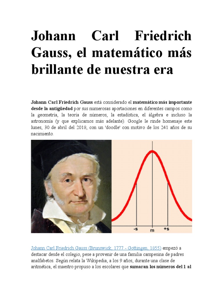 Johann Carl Friedrich Gauss Exposicion Daniela Rodriguez Serrano | PDF ...