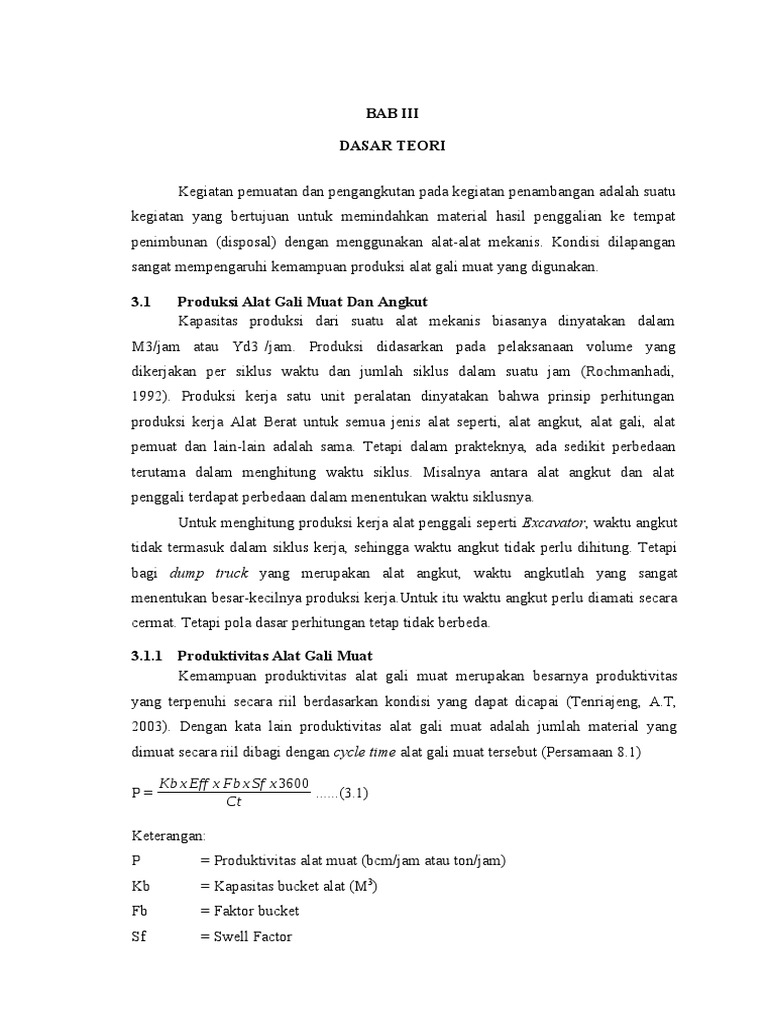 Produktivitas Alat Gali dan Angkut | PDF