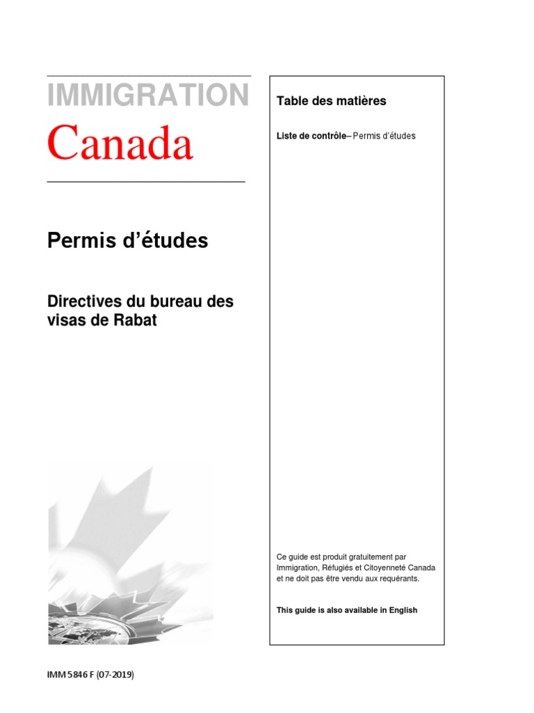 Guide pour le permis d'études Canada | PDF | Passeport | Visa (Document)