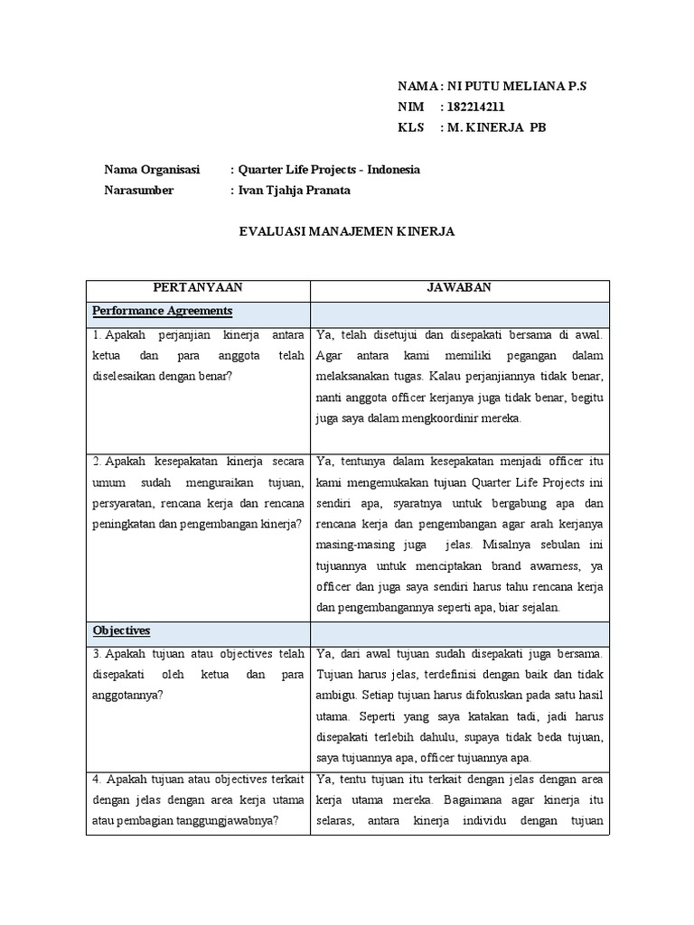 Ni Putu Meliana - Uas Man Kinerja PB | PDF