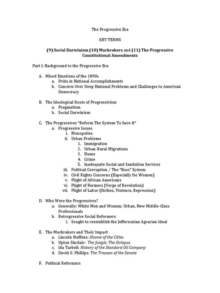 Social Darwinism (10) Muckrakers and (11) The Progressive ...