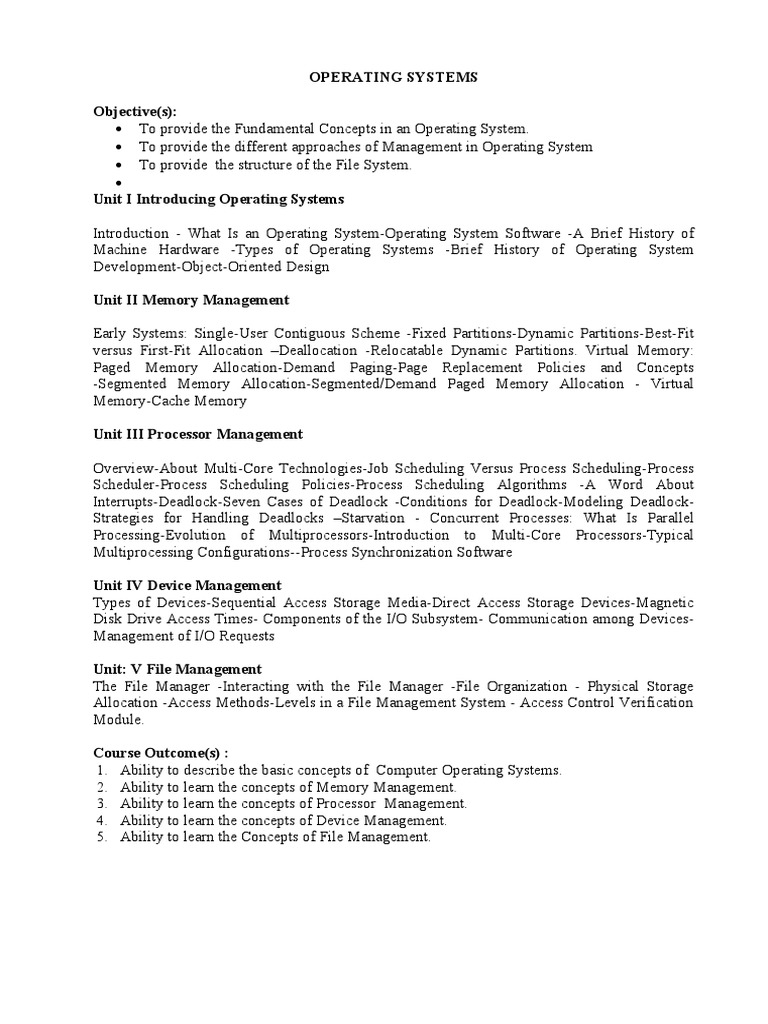 Operating Systems for BCA Students | PDF | Transmission Control ...
