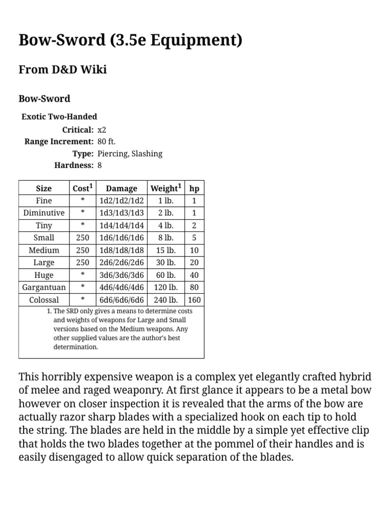 Bow-Sword: Hybrid Weapon Overview | PDF | Sword | Bow And Arrow