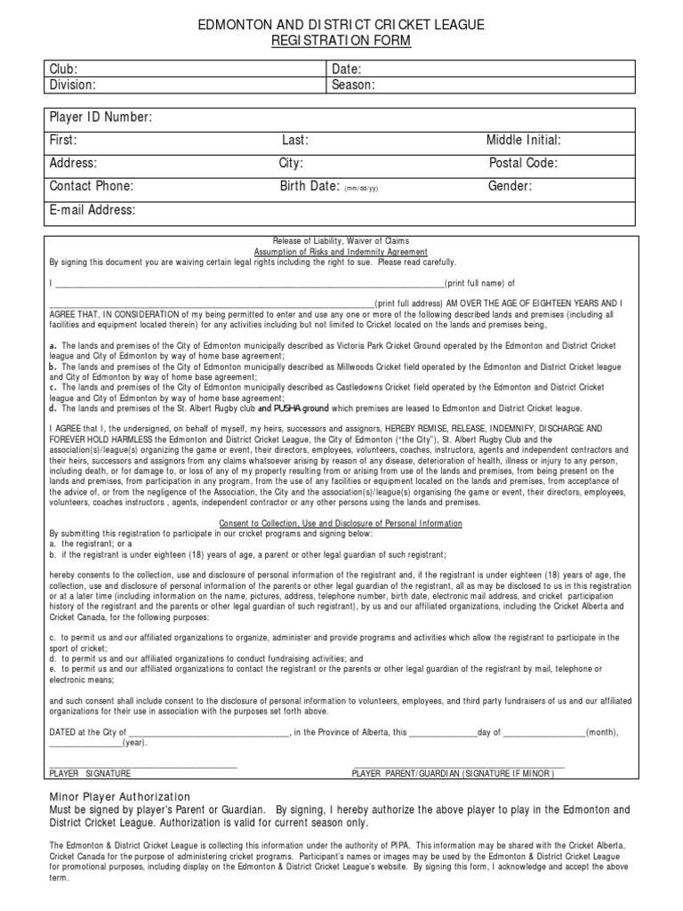 EDCL Registeration Form Revised Merged | PDF | Indemnity | Consent