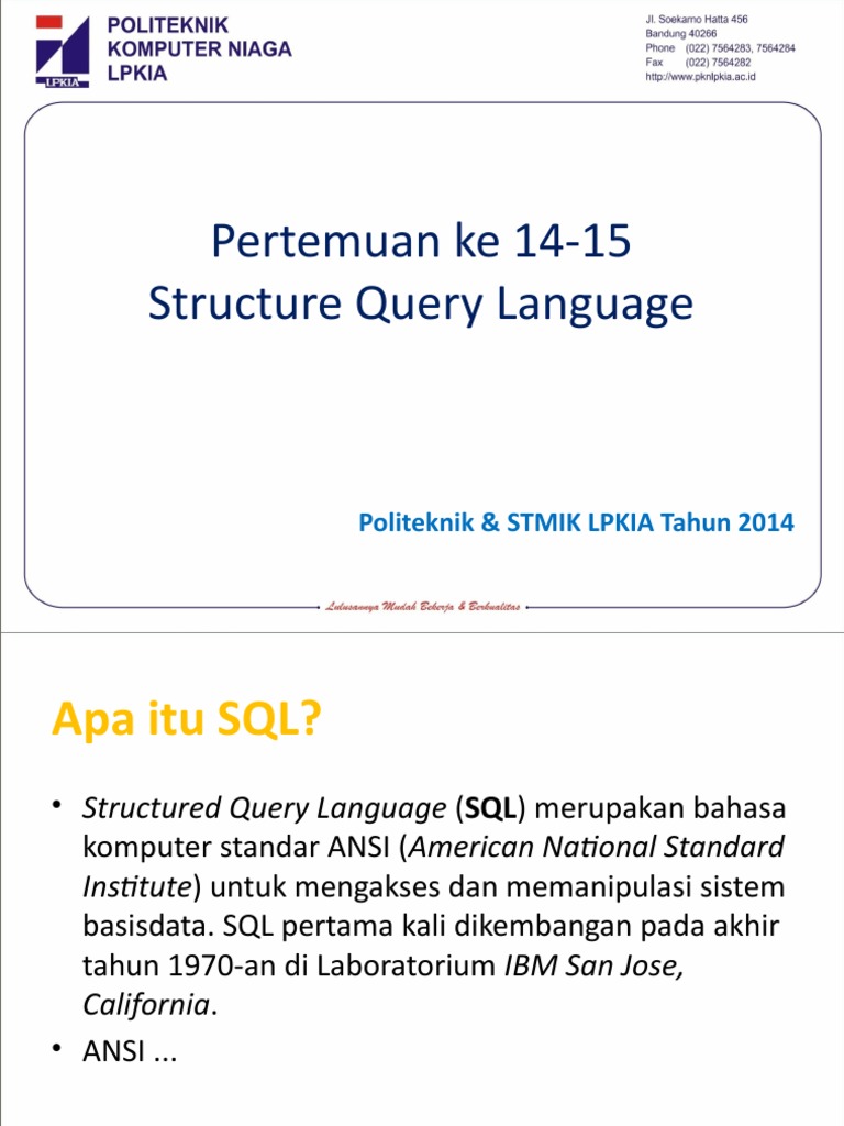 Basis Data - SQL - Sesi14-15 | PDF