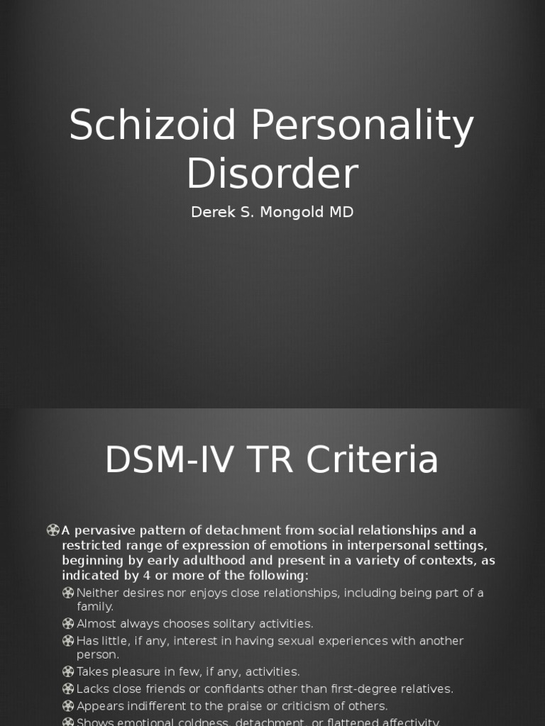 Schizoid Personality Disorder DSM | PDF