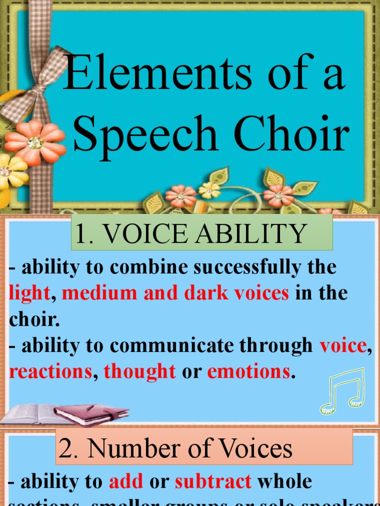 Key Elements of Speech Choir Performance | PDF | Career & Growth ...