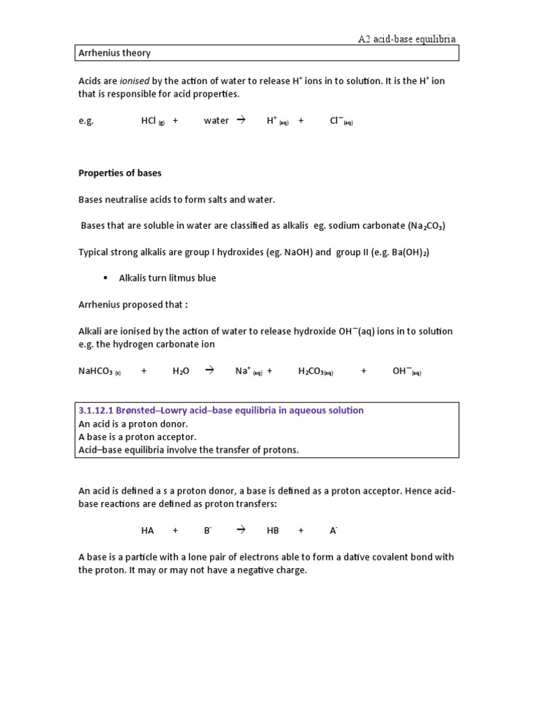 IWB Notes For Acid-Base Chemistry | PDF | Ph | Buffer Solution