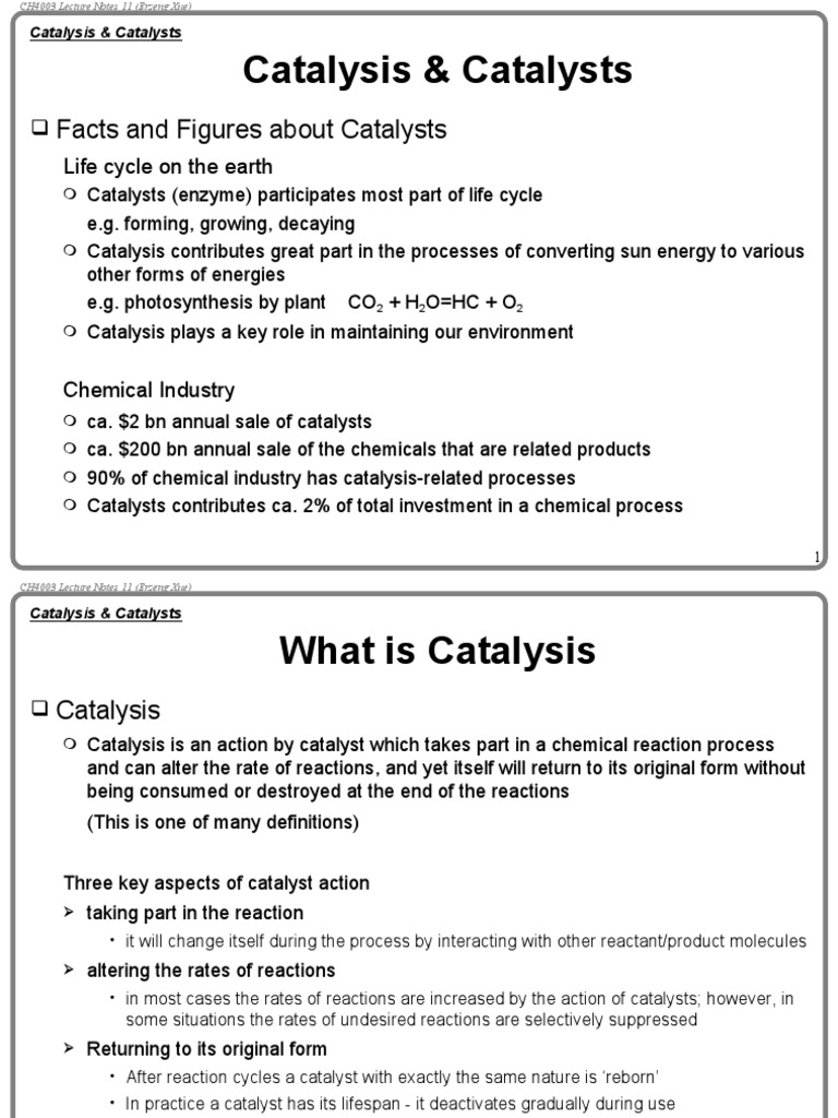 Catalysis & Catalysts: Facts and Figures About Catalysts | PDF ...