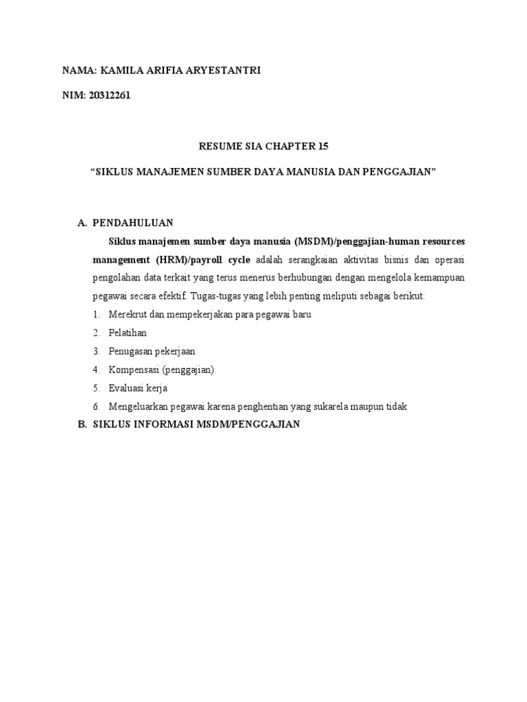 Resume SIA CH 15 | PDF