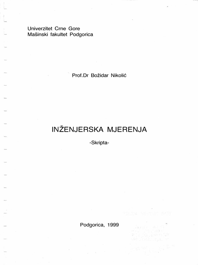 Inženjerska Mjerenja - Skripta - Prof. DR Božidar Nikolić | PDF