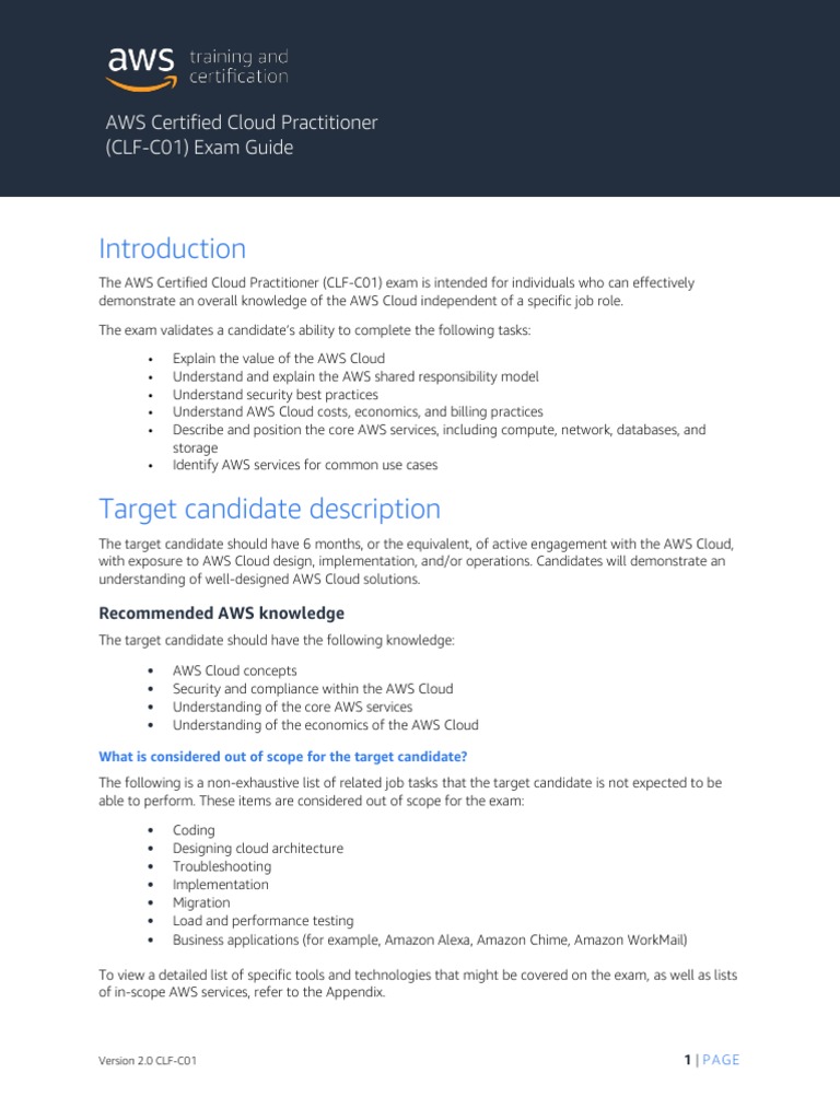 AWS Certified Cloud Practitioner Exam Guide | PDF | Amazon Web Services ...