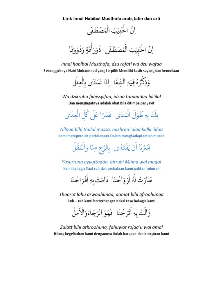 Innal Habibal Musthofa | PDF | Agama & Spiritualitas
