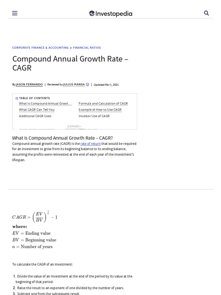 Understanding Compound Annual Growth Rate: A Guide to Calculating ...