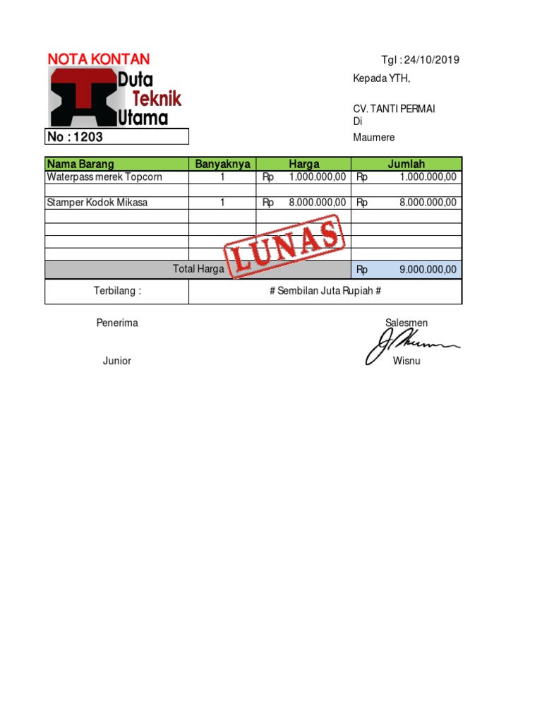 Nota Pembelian | PDF