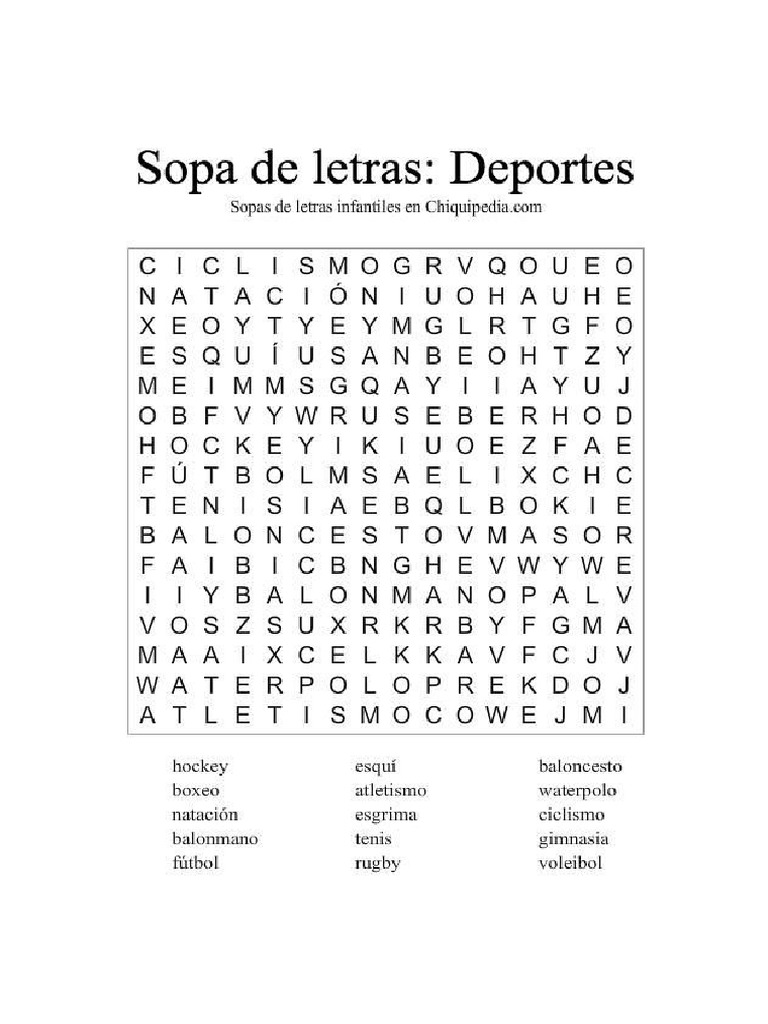 Sopa Letras Deportes | PDF