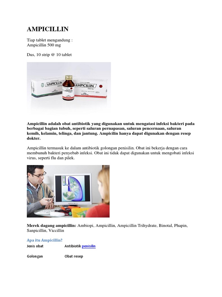 Obat Antibiotik Ampicillin | PDF