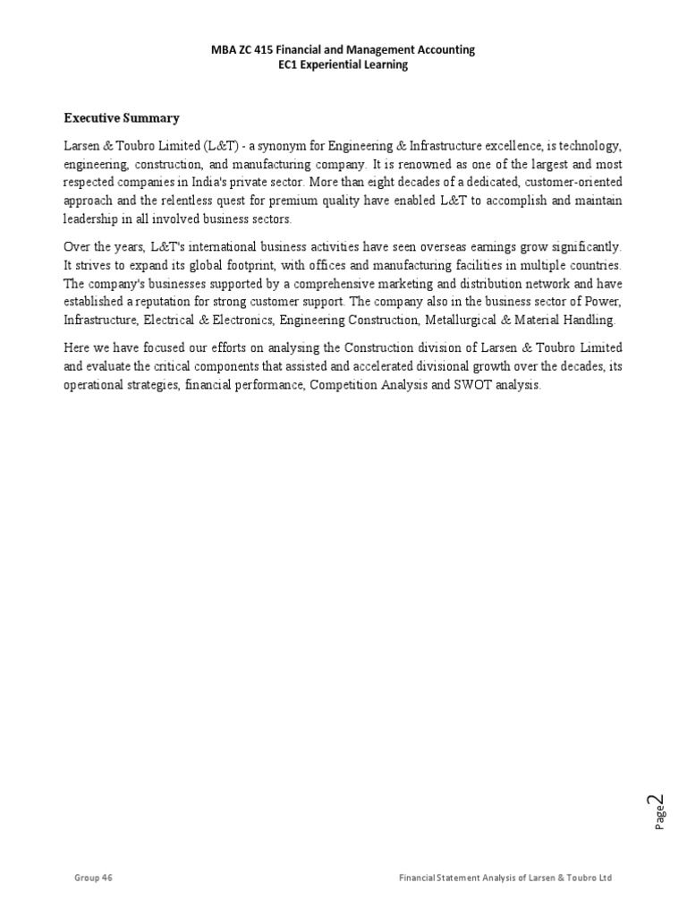EC1 Experiential Learning Report For MBAZC415 Financial and Management Accounting | PDF ...
