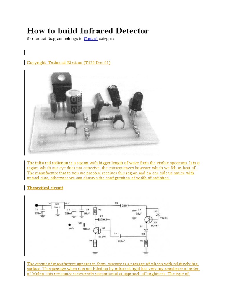 How To Build Infrared Detector: This Circuit Diagram Belongs To ...