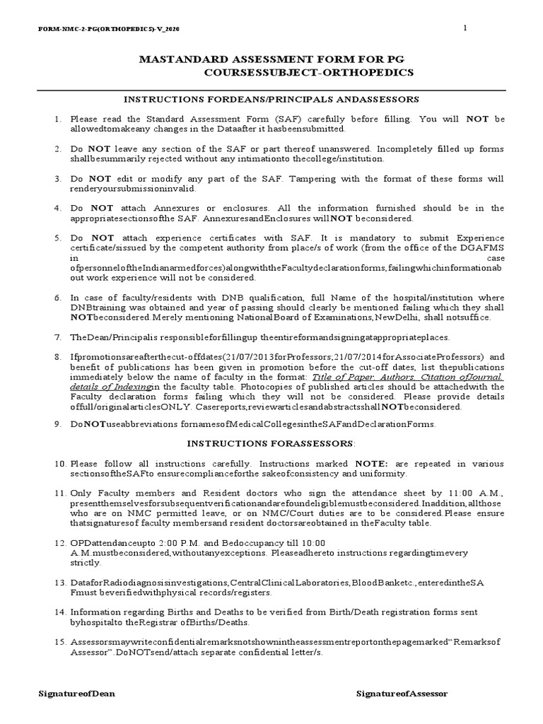 Mci Form Ortho | Download Free PDF | Orthopedic Surgery | Clinical Medicine