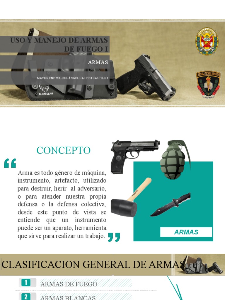Clasificación y Uso de Armas de Fuego | PDF | Armas de fuego | Proyectiles