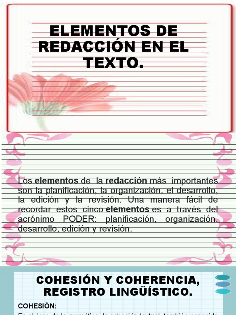 Elementos de Redacción en El Texto | PDF | Planificación | Lingüística