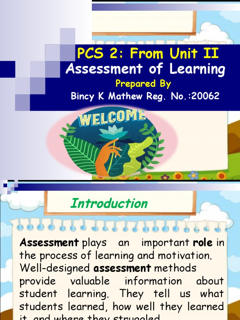 PCS 2: From Unit II: Assessment of Learning | PDF | Educational ...