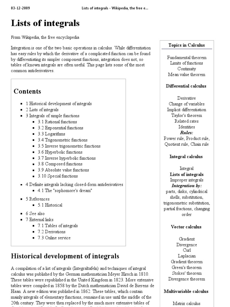 Lists of Integrals | PDF | Mathematical Objects | Mathematical Relations