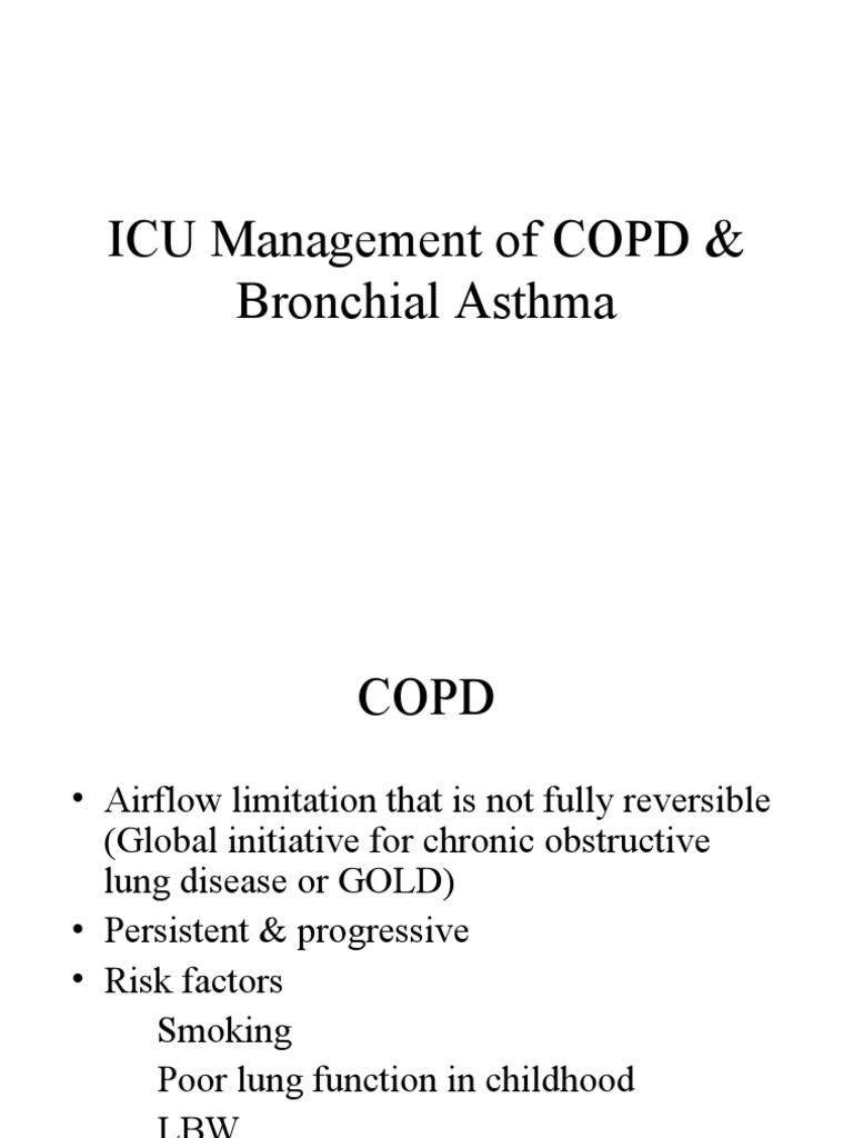 ICU Management of COPD & Asthma 2 | PDF | Chronic Obstructive Pulmonary ...