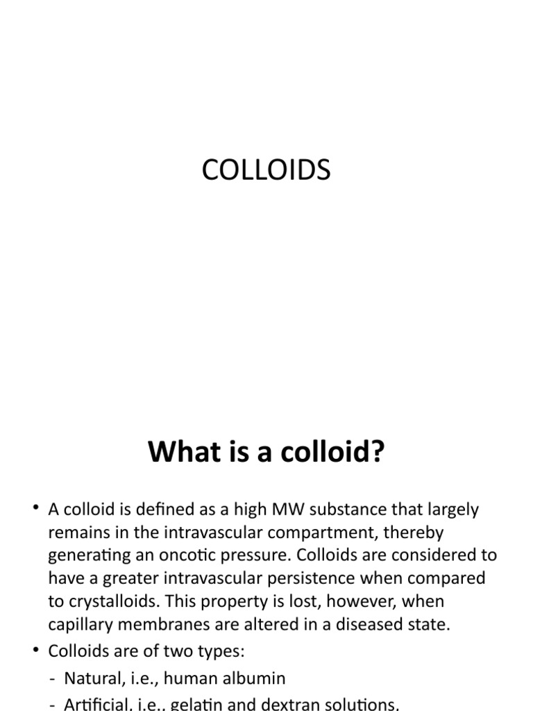 Colloid | PDF | Saline (Medicine) | Clinical Medicine