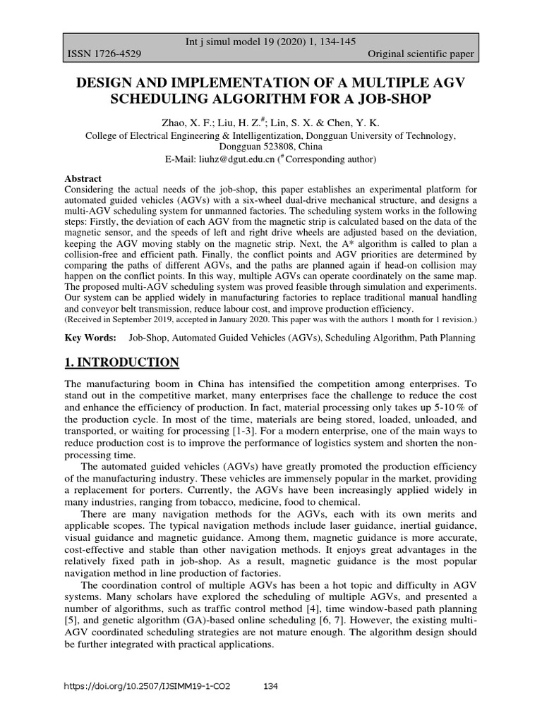 Design and Implementation of A Multiple Agv Scheduling Algorithm For A Job Shop | PDF ...